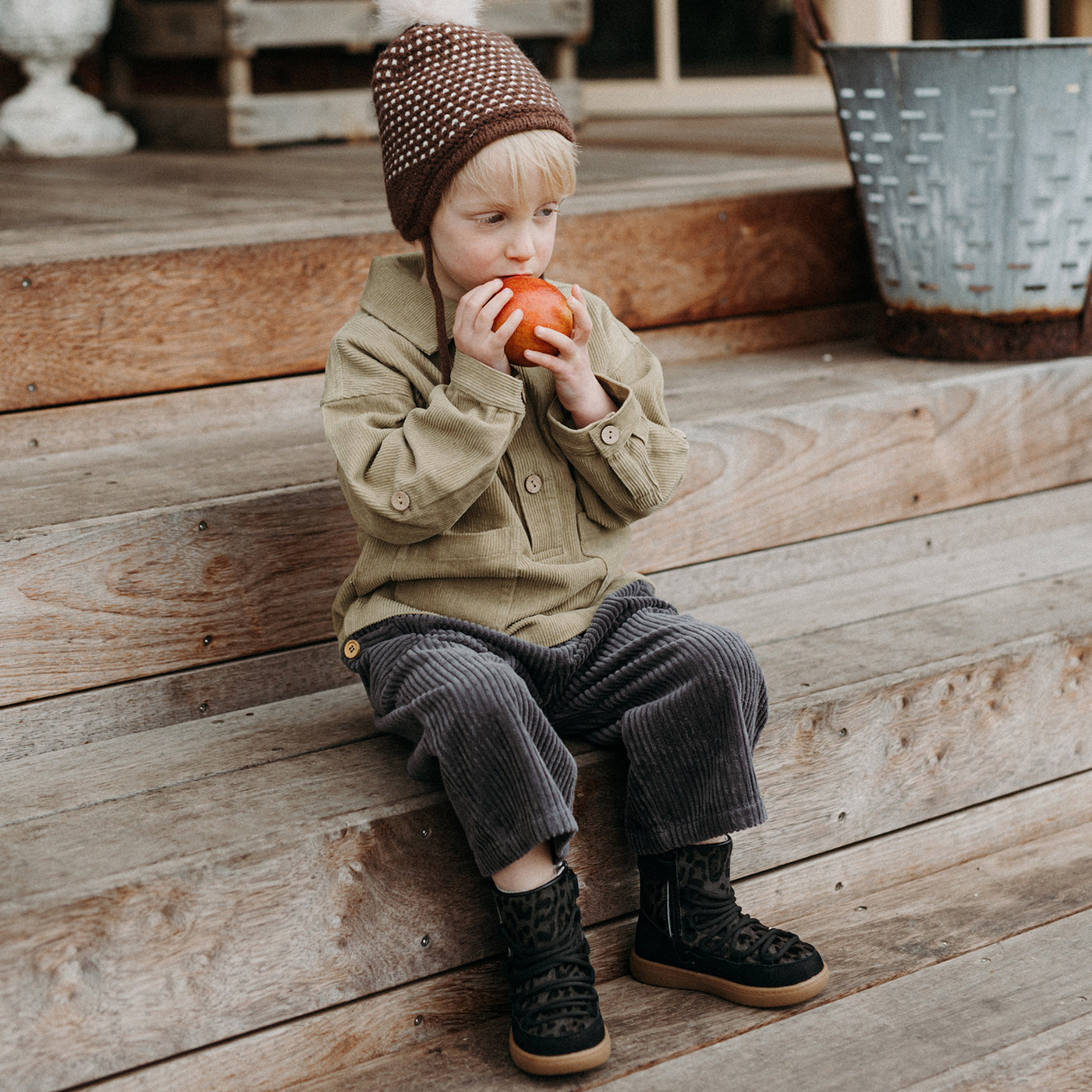 Linus - Obsidian Black | Leather Kids Boots | Woolly Kids