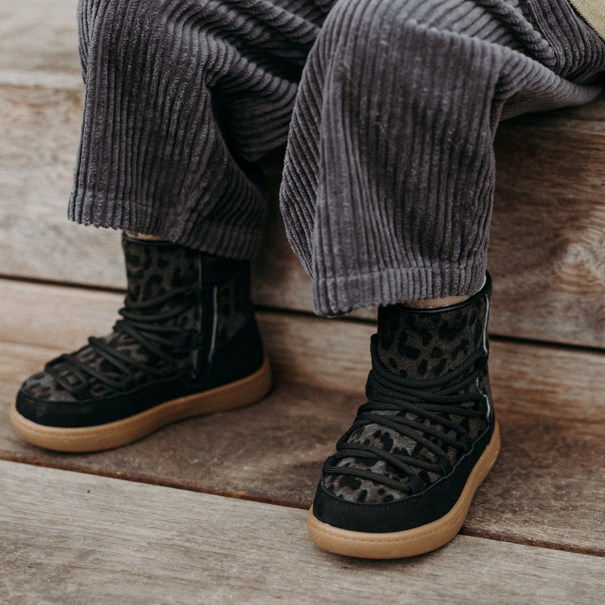 Linus - Obsidian Black | Leather Kids Boots | Woolly Kids