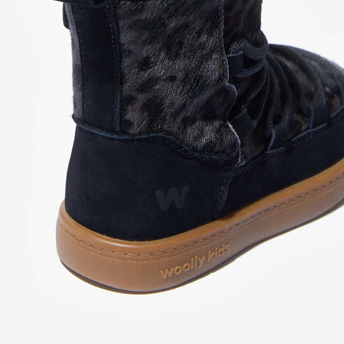Linus - Obsidian Black | Leather Kids Boots | Woolly Kids