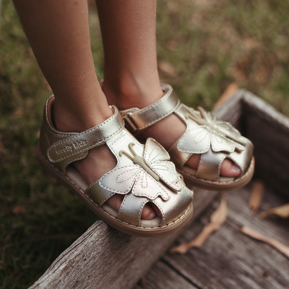 Mini Lola - Wheatland Gold | Toddlers Leather Sandals | Woolly Kids