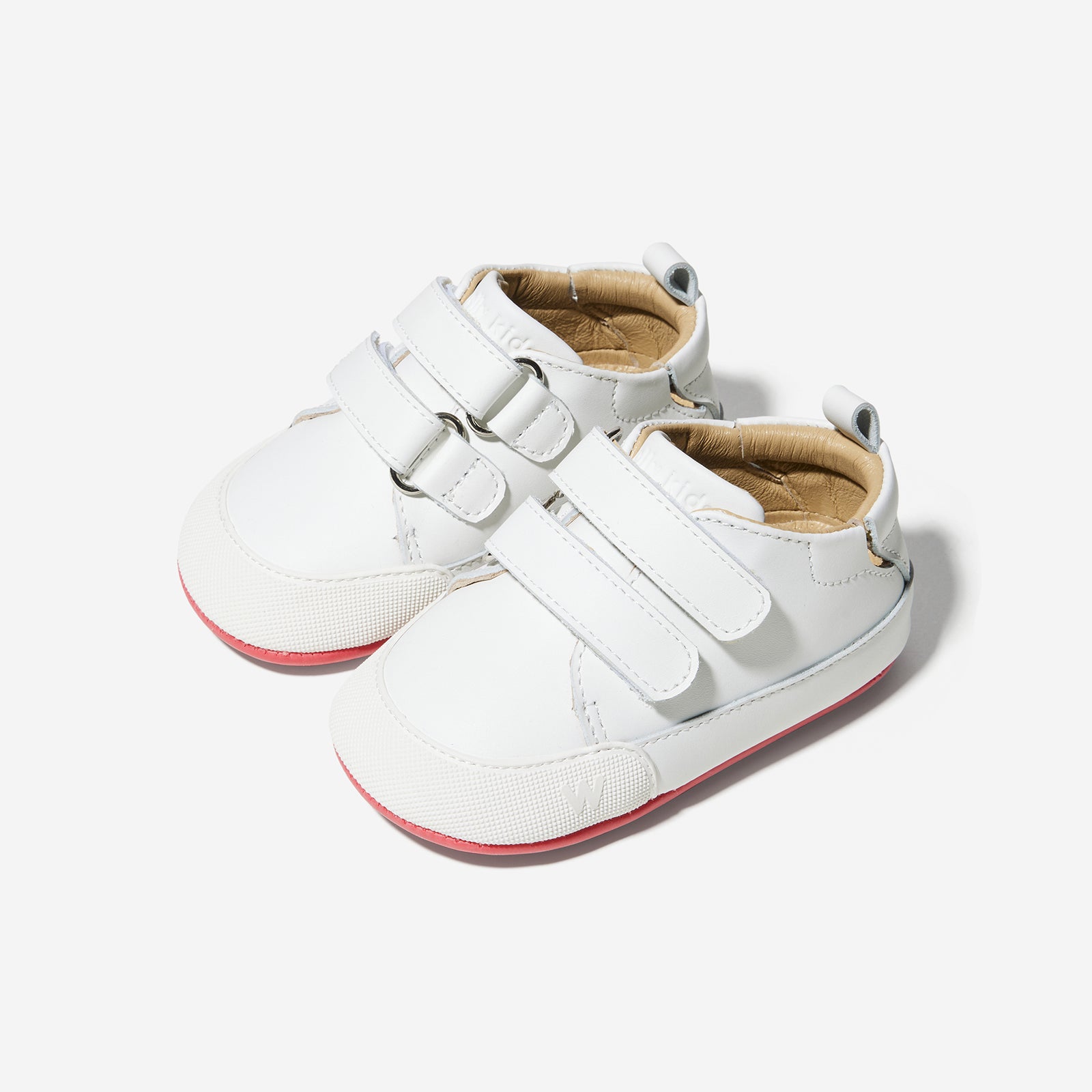 Toby - White Red | Toddlers Leather Shoes | Woolly Kids