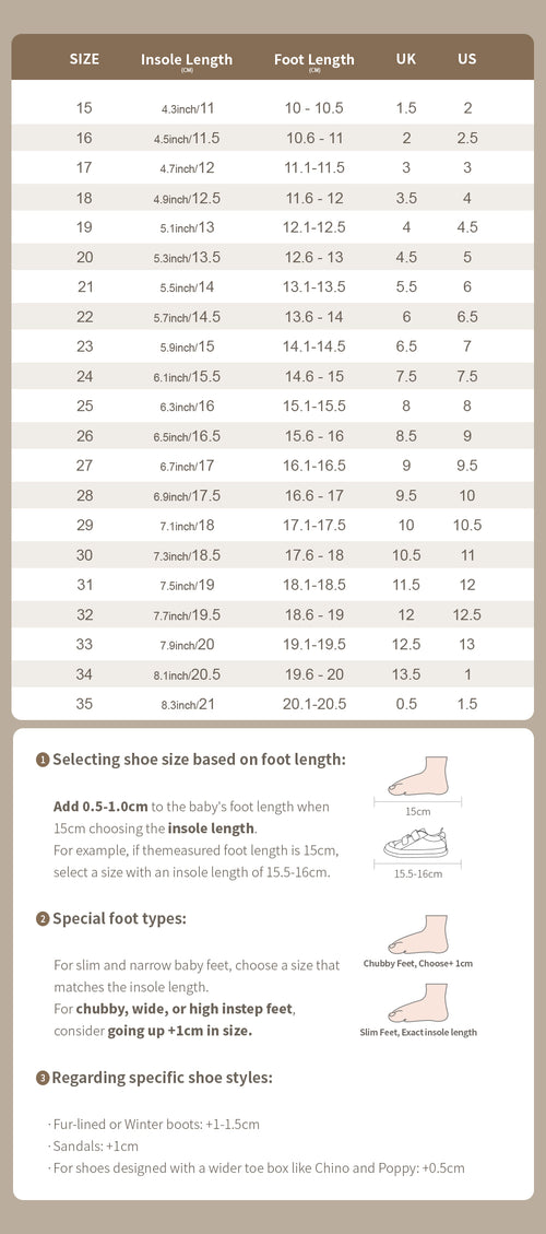 Kids Shoes Size Guide | High-quality Leather kids' shoes | Woolly Kids